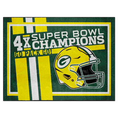 Green Bay Packers Dynasty 8x10 Rug Packers Helmet Logo 4x Green ...