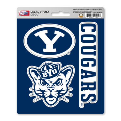 BYU Cougars 3 Piece Decal Sticker Set | Sports Fans Merchandise