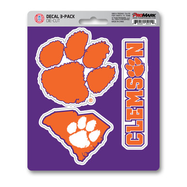 Clemson Tigers 3 Piece Decal Sticker Set | Sports Fans Merchandise