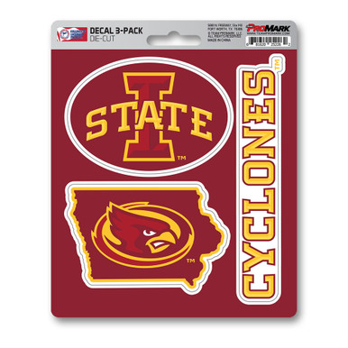 Iowa State Cyclones 3 Piece Decal Sticker Set | Sports Fans Merchandise
