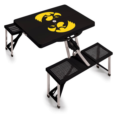 Iowa Hawkeyes Picnic Table Portable Folding Table with Seats, (Black ...