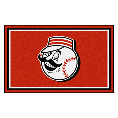 Cincinnati Reds 4ft. x 6ft. Plush Area Rug Mr. Red Head Alternate Logo ...