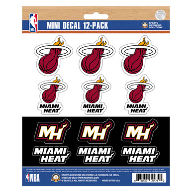 Miami Heat 12 Count Mini Decal Sticker Pack 12 Various Logos / Wordmark ...
