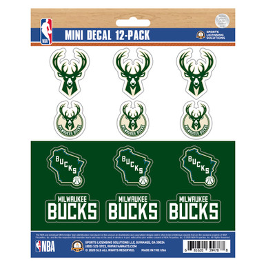 Milwaukee Bucks 12 Count Mini Decal Sticker Pack 12 Various Logos ...