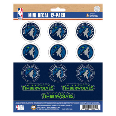 Minnesota Timberwolves 12 Count Mini Decal Sticker Pack 12 Various ...
