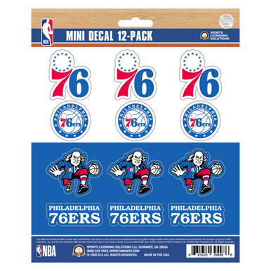 Philadelphia 76ers 12 Count Mini Decal Sticker Pack 12 Various Logos ...