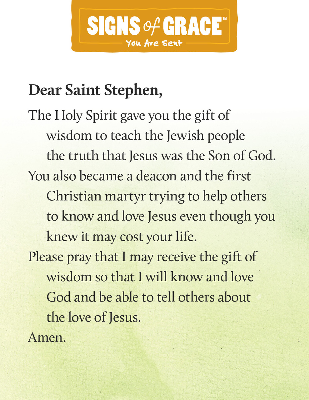 Signs of Grace: You Are Sent - Saint Prayer Cards, 20 packs of 5