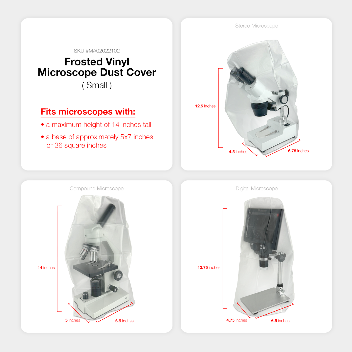 Microscope Dust Cover, Clear, Vinyl (Small) | View Solutions Microscope ...