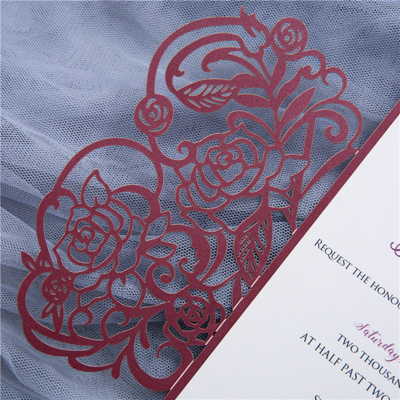 Asymmetrical Rose Design Laser Cut Wedding Invitation Suite ...