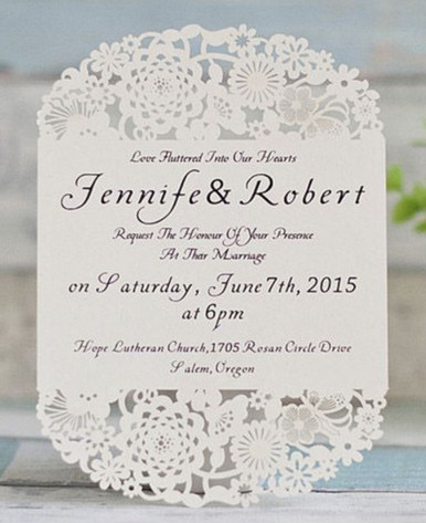 Oval Shaped Floral Flat Laser Cut Invitation Suite - Invitation, RSVP ...