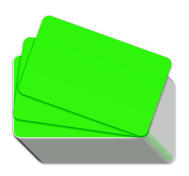 Fluorescent Green Blank Plastic Cards | 30 mil | CR80