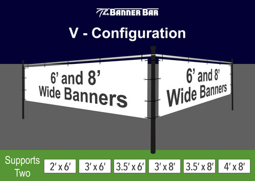Outdoor Banner Frame V Shaped 6 ft - 8 ft wide adjustable