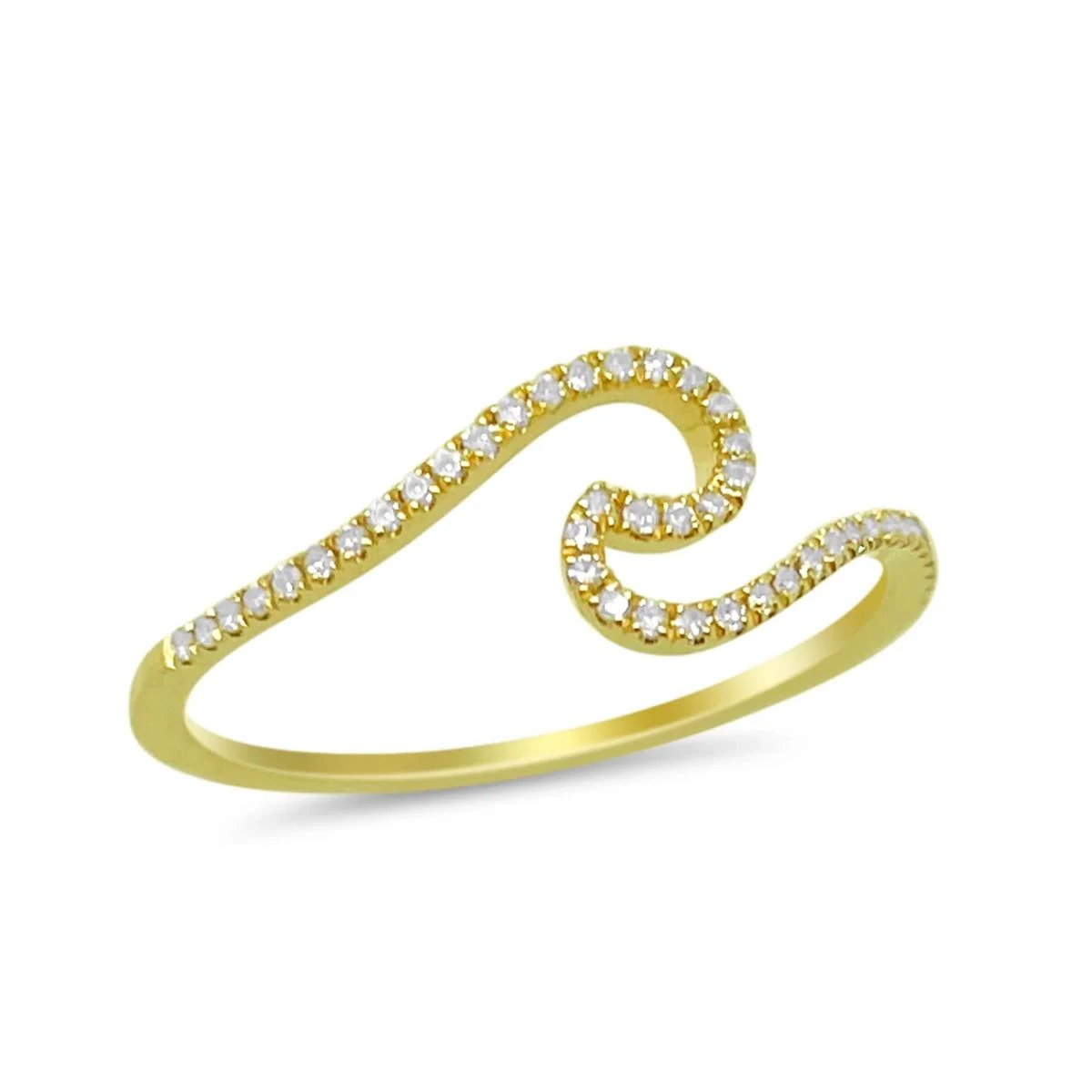 Diamond Wave Ring - Yellow Gold by Meira T