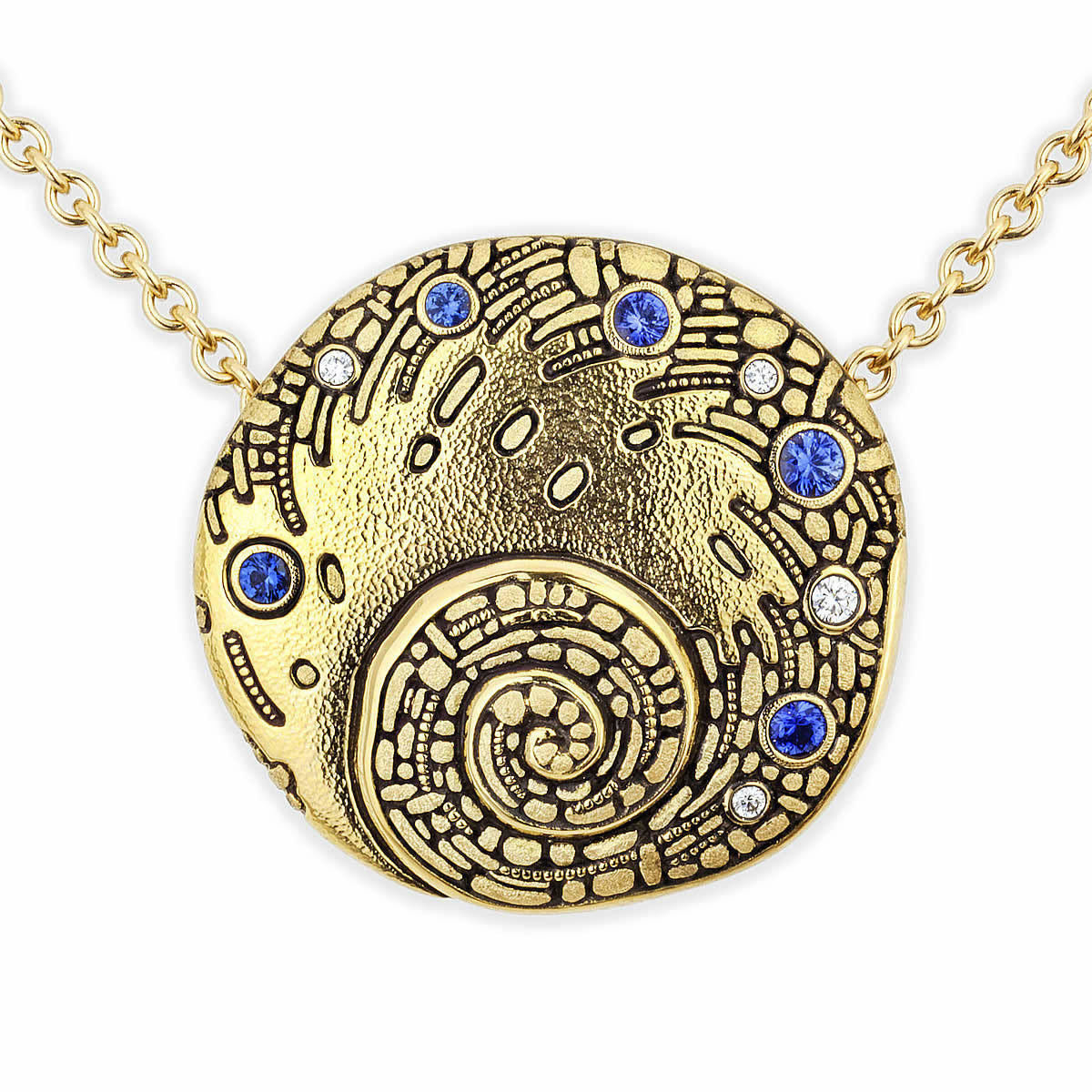 Alex Sepkus Whirlpool Pendant | 18KT Gold, Sapphires & Diamonds