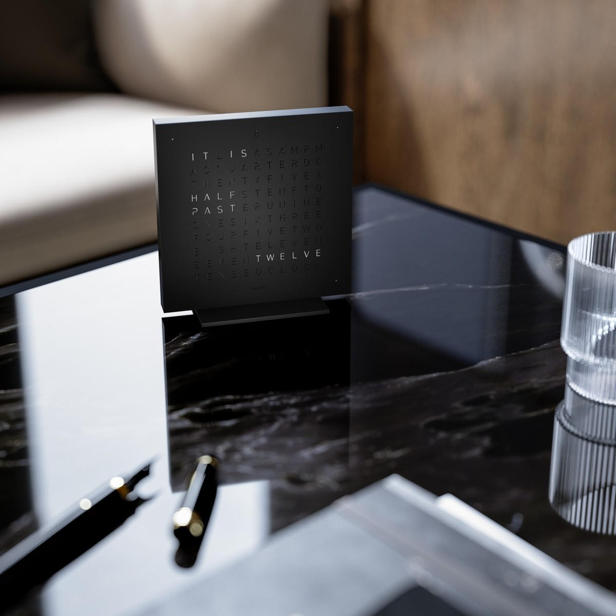 QLOCKTWO Touch Deep Black | Biegert Funk | Alarm Clock