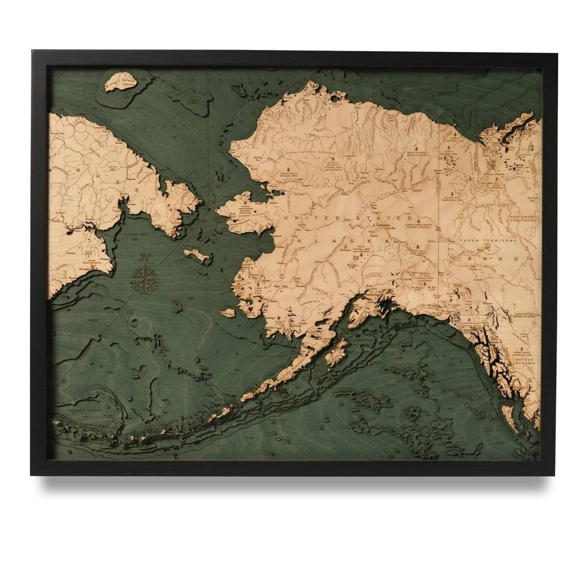 Alaska - Nautical Wood Maps - 3D Wall Decor