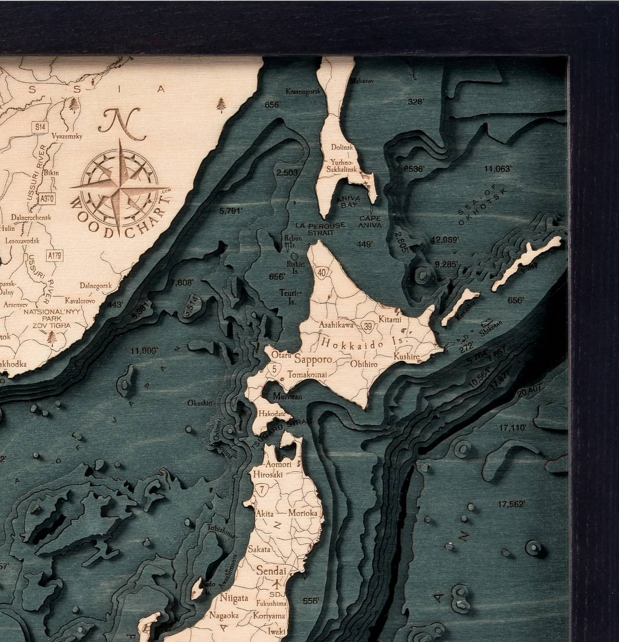Japan - Nautical Wood Maps - 3D Wall Decor