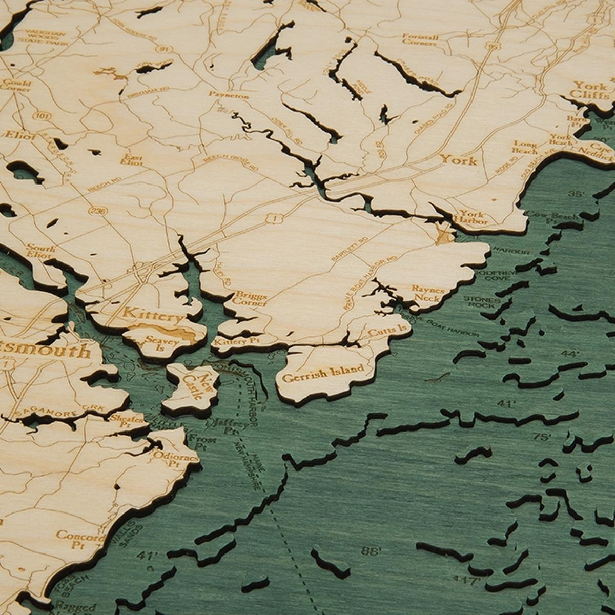 New Hampshire Coast by3D Nautical Wood Maps