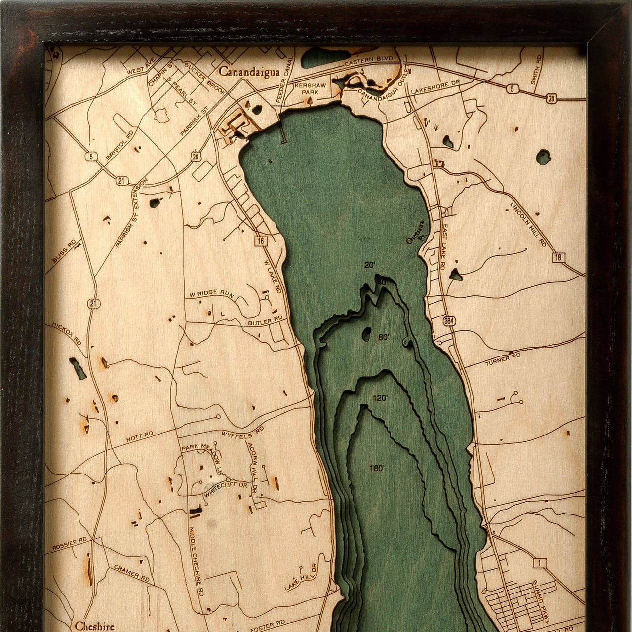 Canandaigua Lake, NY by Nautical Wood Maps