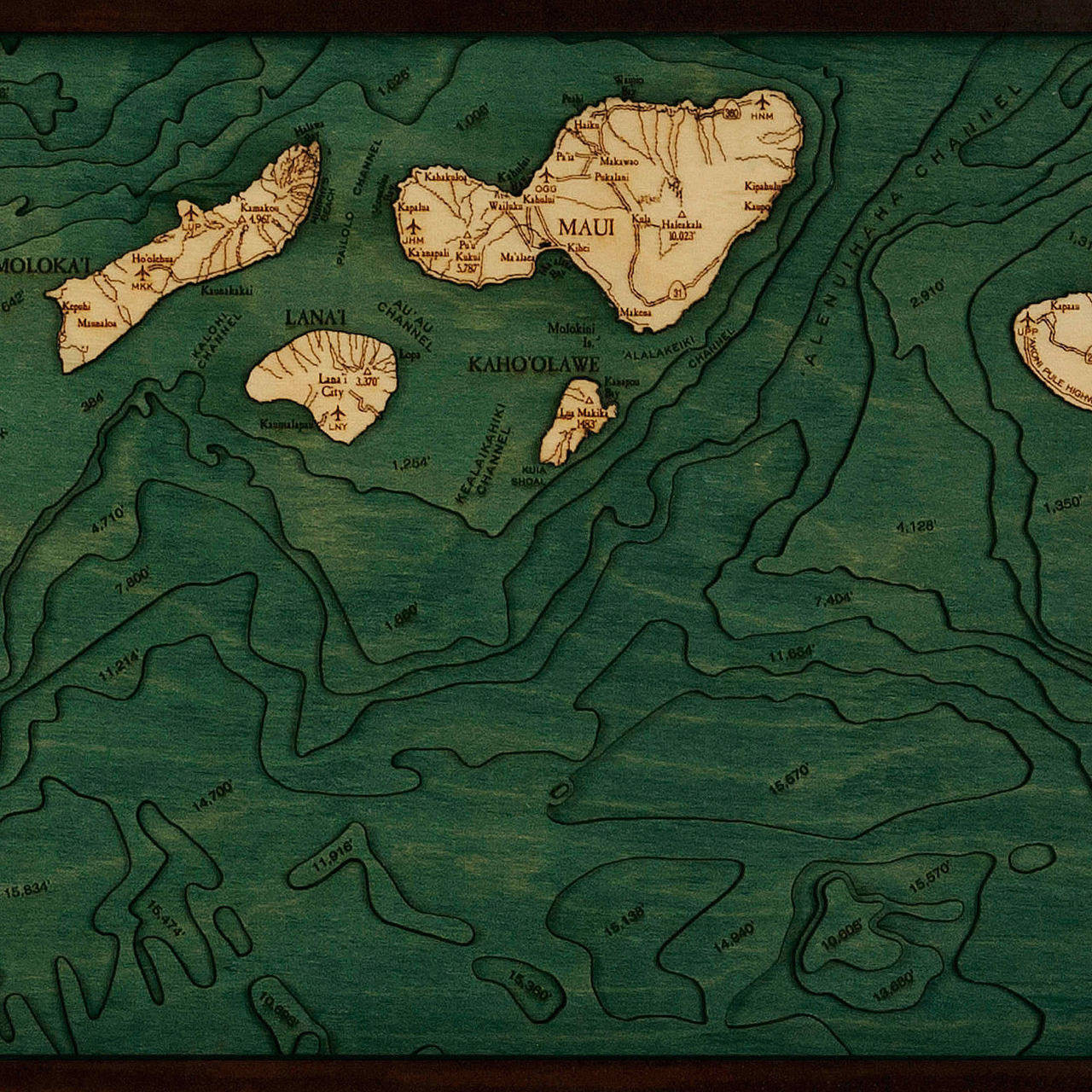 Hawaiian Islands by 3D Nautical Wood Maps