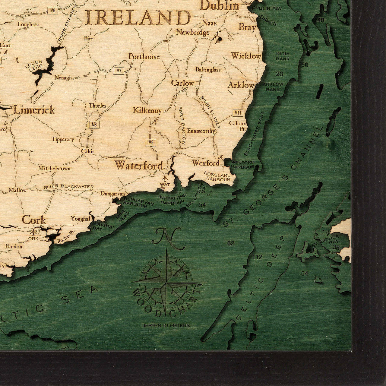 Ireland - Nautical Wood Maps - 3D Wall Decor