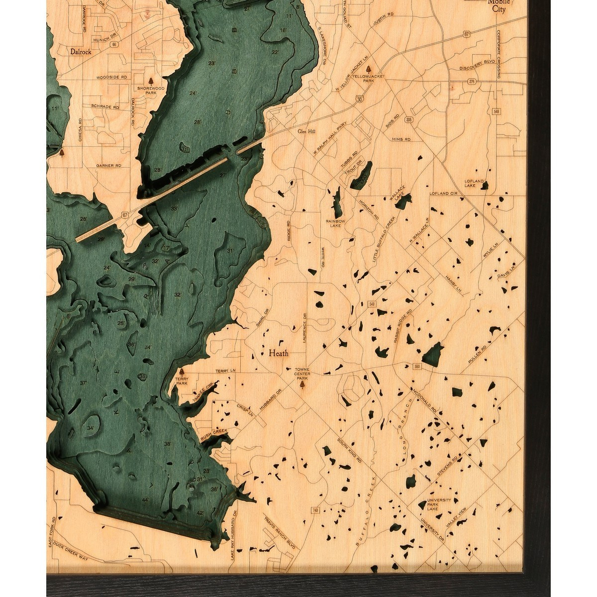 Lake Ray Hubbard - Nautical Wood Maps - 3D Wall Decor