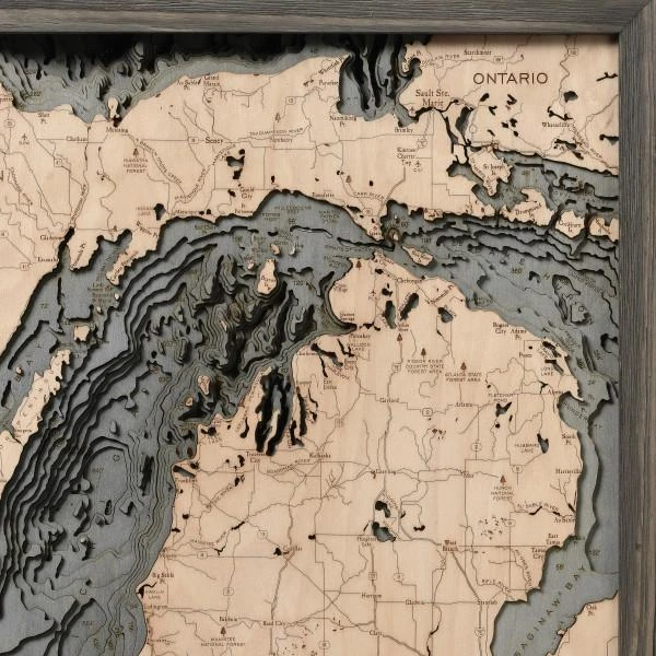Lake Michigan Large by 3D Nautical Wood Maps