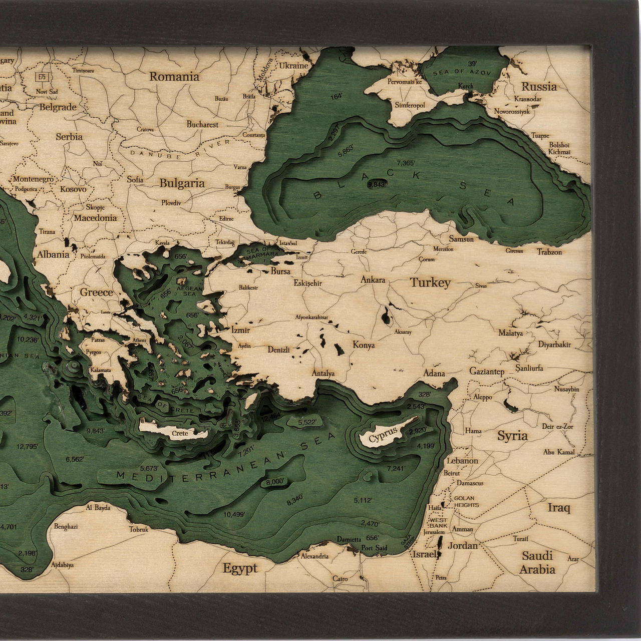 Mediterranean Sea - Nautical Wood Maps - 3D Wall Decor