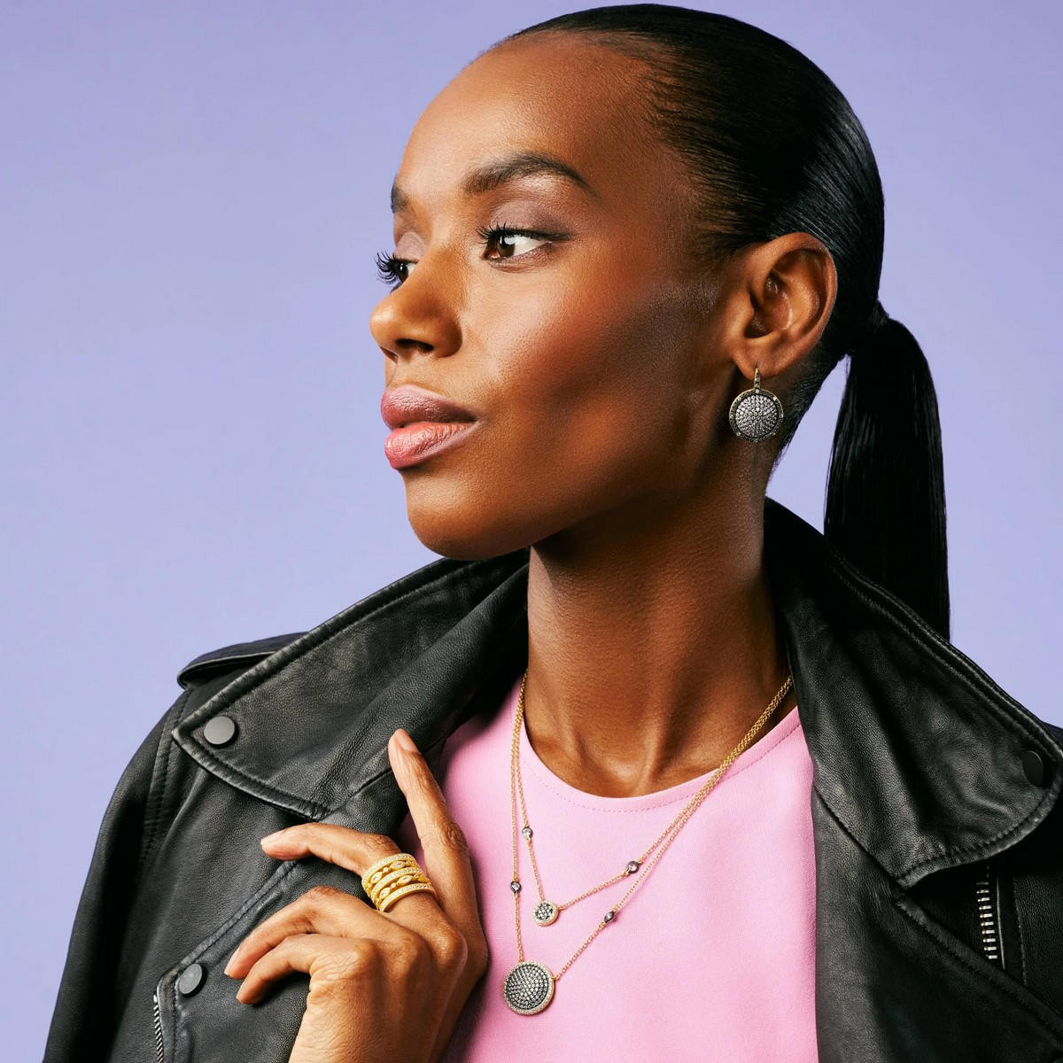 Large Pave Times Square Leverback Earrings by Freida Rothman