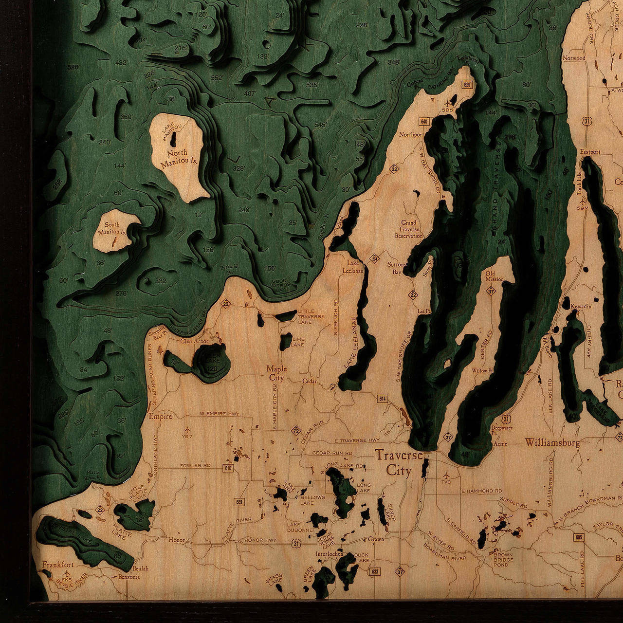 Northwest Michigan - Nautical Wood Maps - 3D Wall Decor