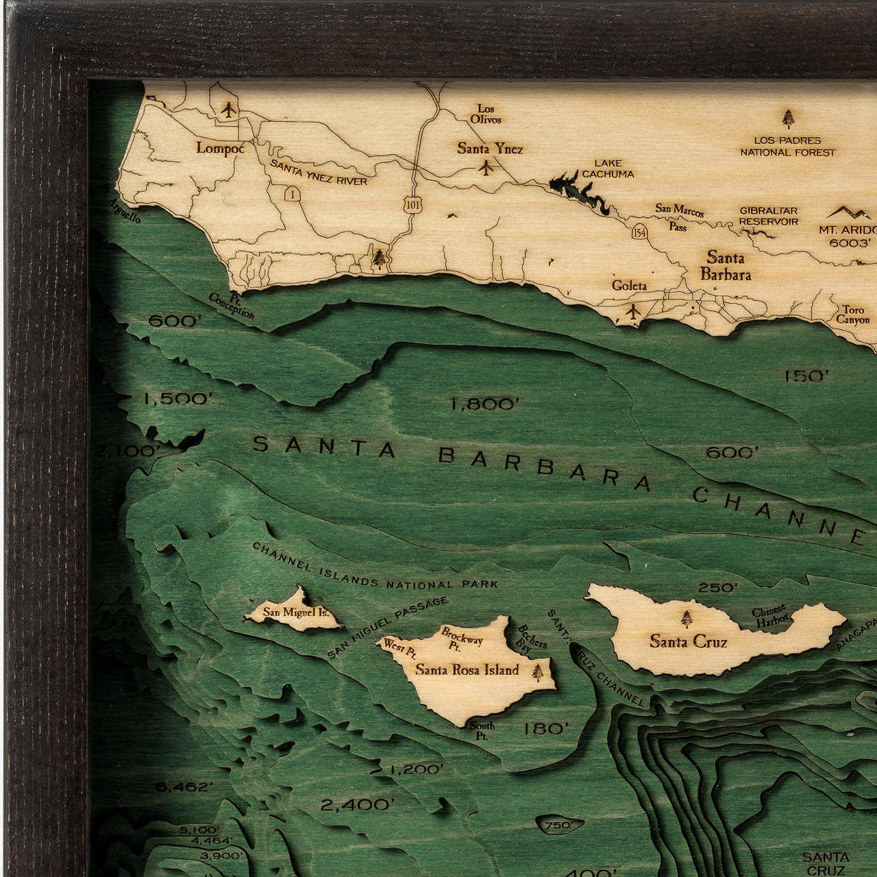 Santa Barbara Channel Islands - Nautical Wood Maps - 3D Wall Decor
