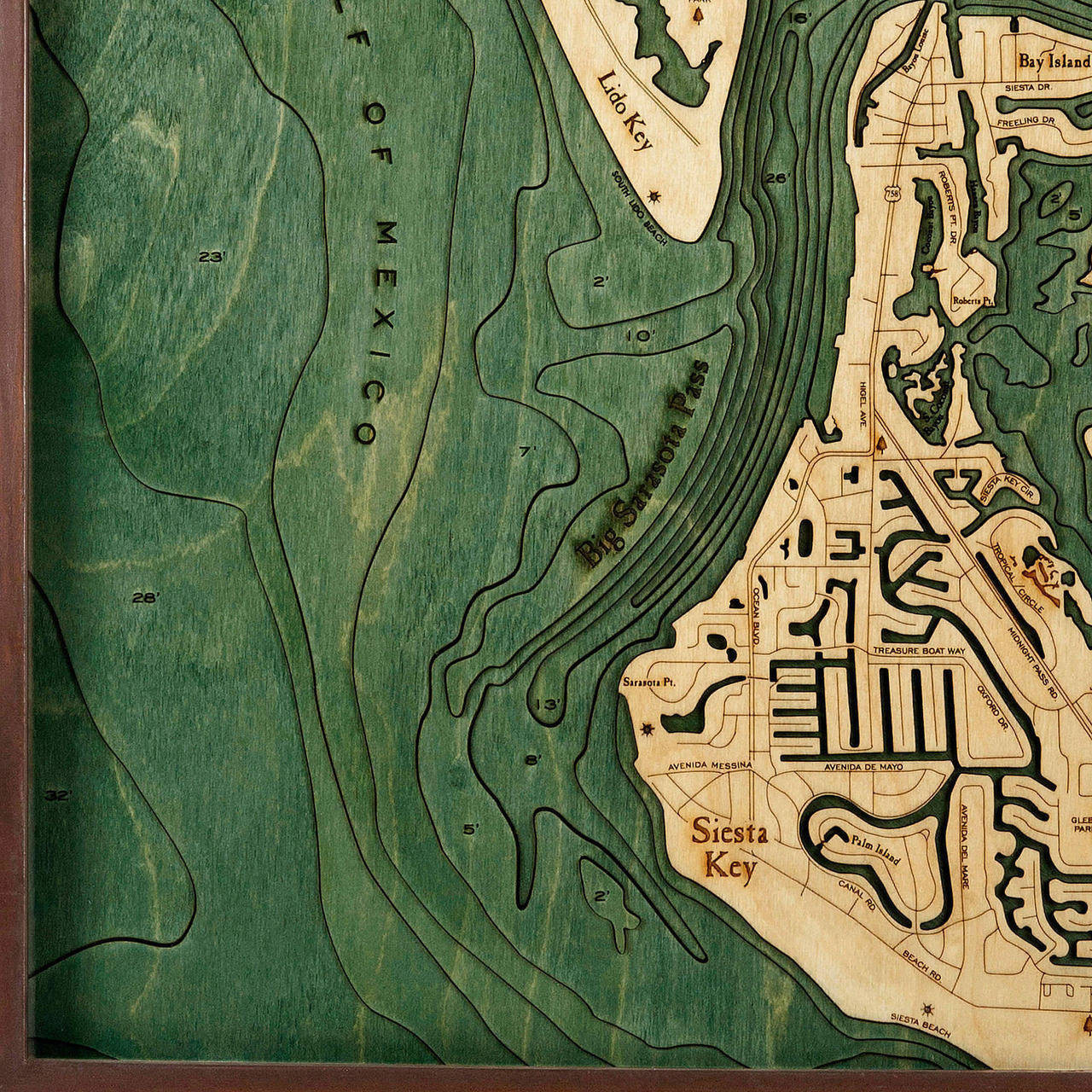 Lido Key and Siesta Key, Florida by 3D Nautical Wood Maps