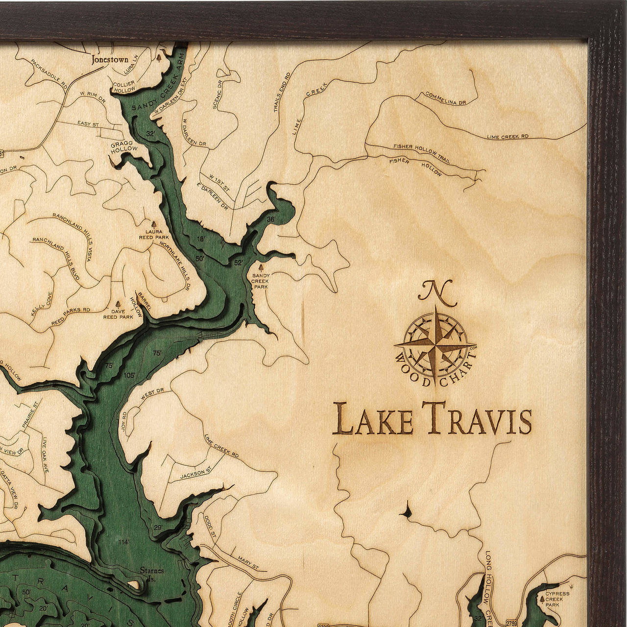 Lake Travis - Nautical Wood Maps - 3D Wall Decor