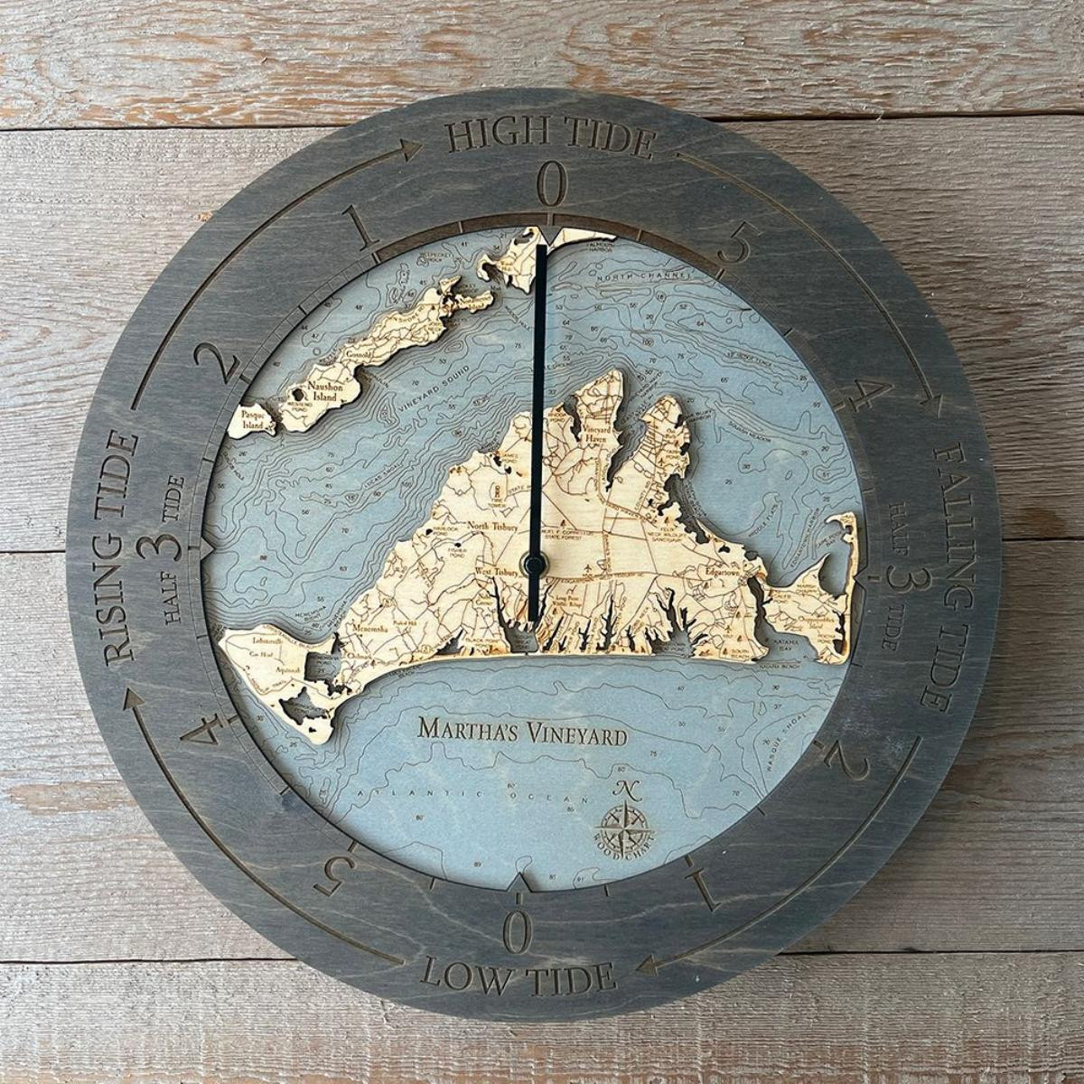 Martha's Vineyard Tide Clock by Nautical Wood Maps