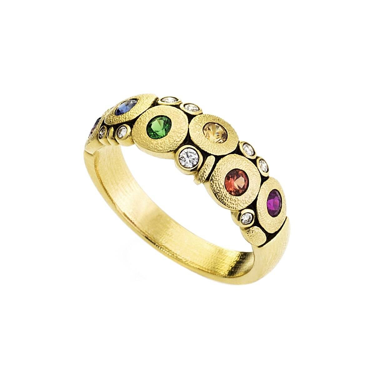 Alex Sepkus Rainbow Candy Dome Ring | 18KT Gold, Sapphire, Tsavorite