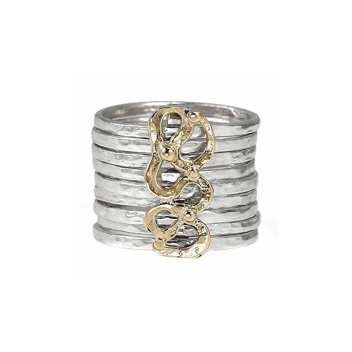 Meditation Spinner Ring Flow 9KT Gold Sterling Silver Israel