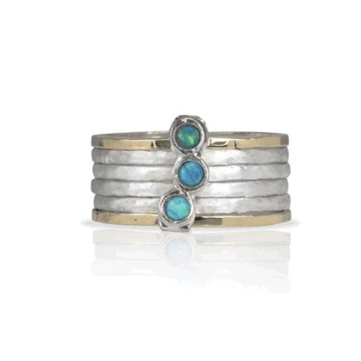 Meditation Spinning Ring Azure Gold & Sterling Silver Israeli