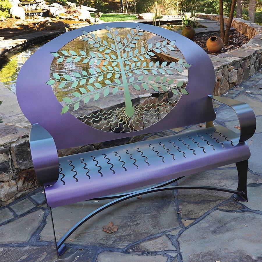 Tree of Life Bench - Color Shift | Cricket Forge | Outdoor Furniture