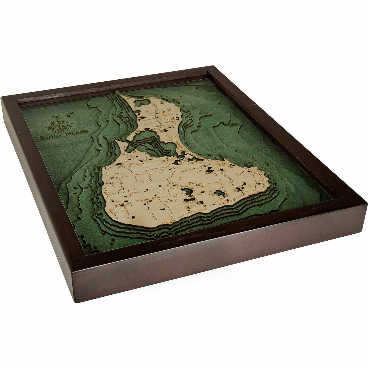 Block Island - Nautical Wood Maps - 3D Wall Decor