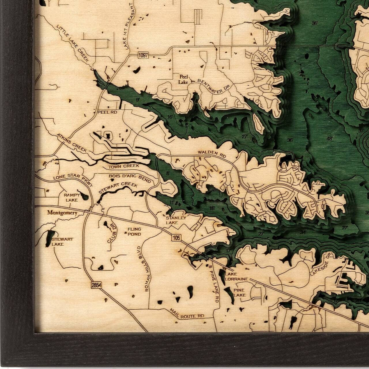 Lake Conroe, Texas by 3D Nautical Wood Maps