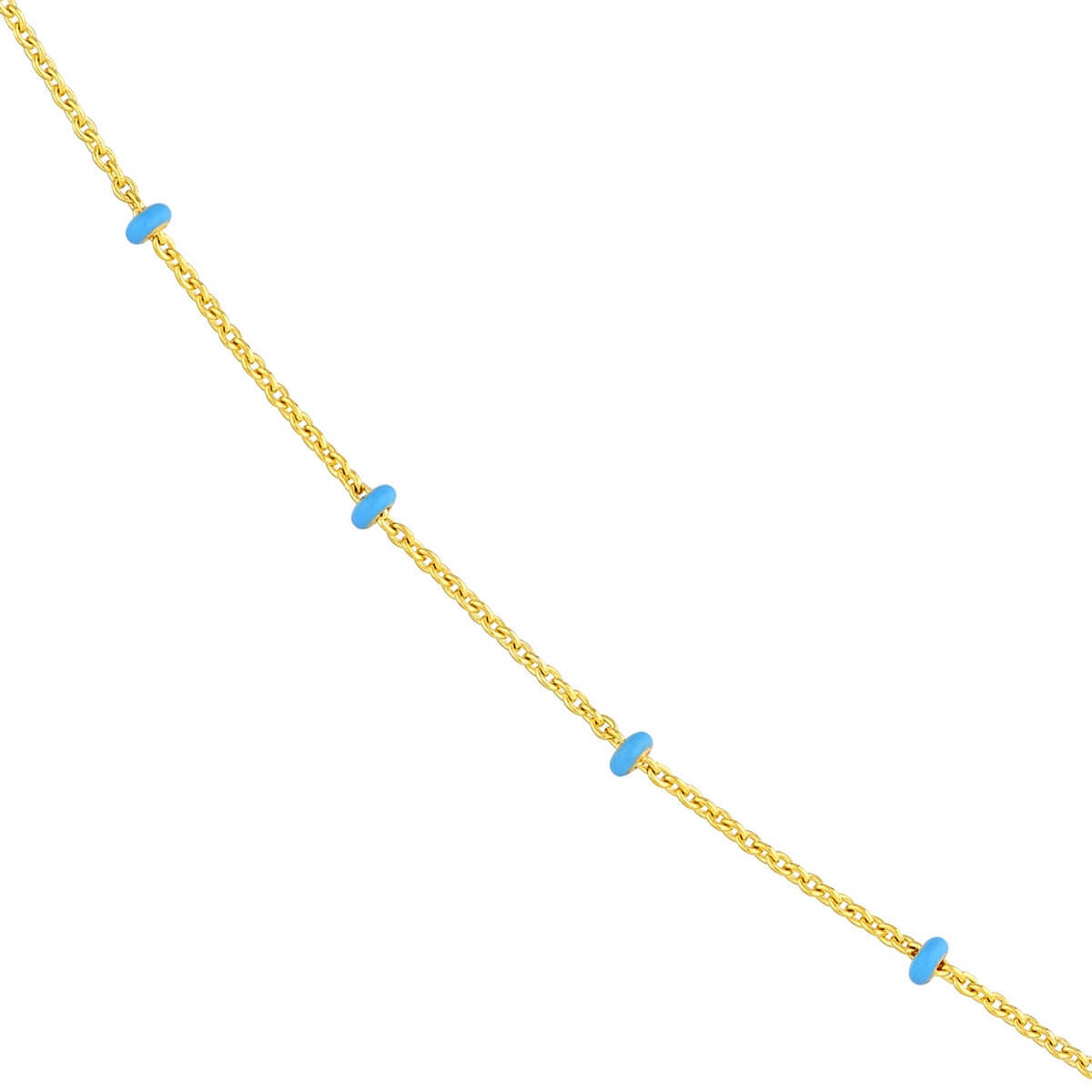 Light Blue Enamel Bead Yellow Chain Necklace by Midas | Giving Tree Gallery