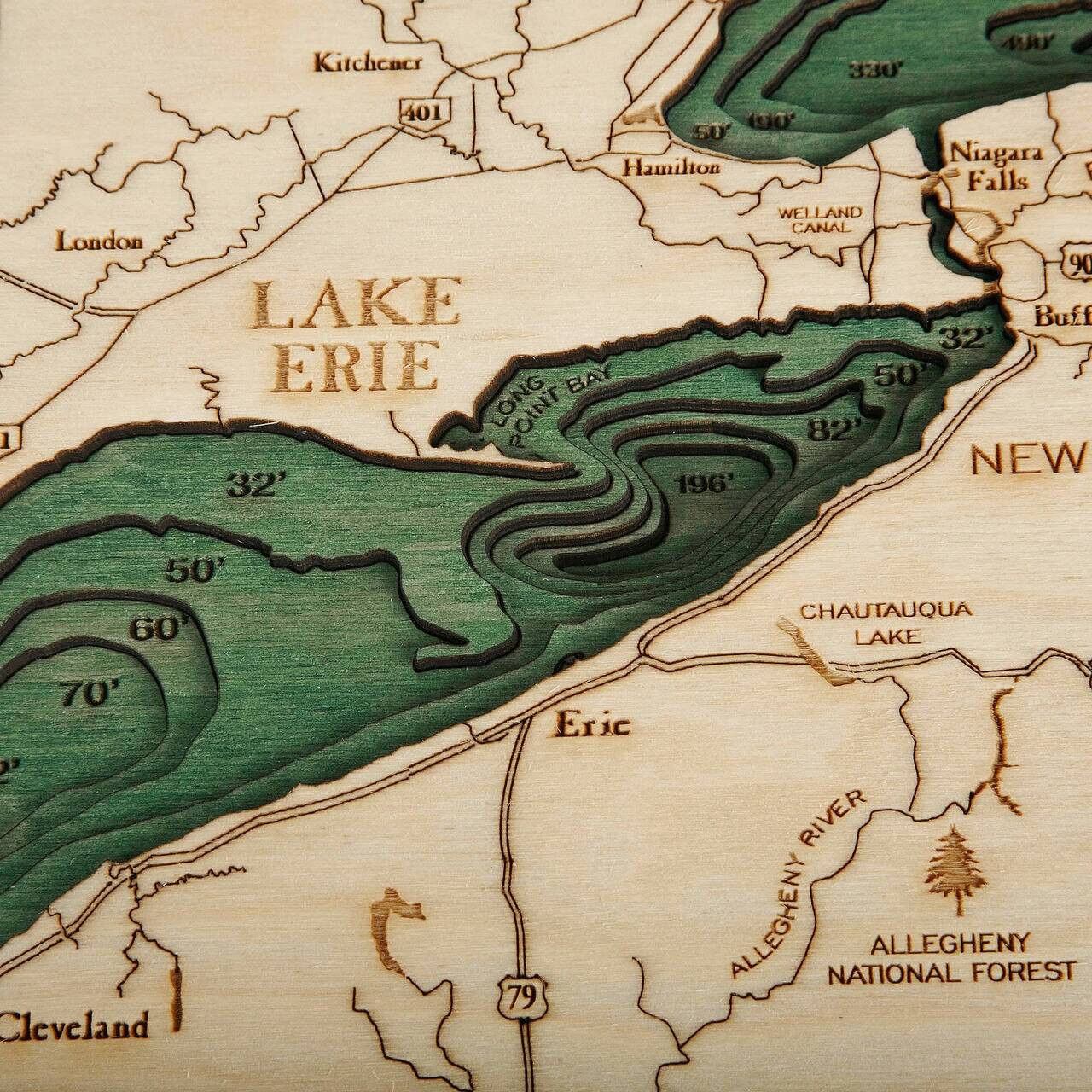Great Lakes - Large by 3D Nautical Wood Maps