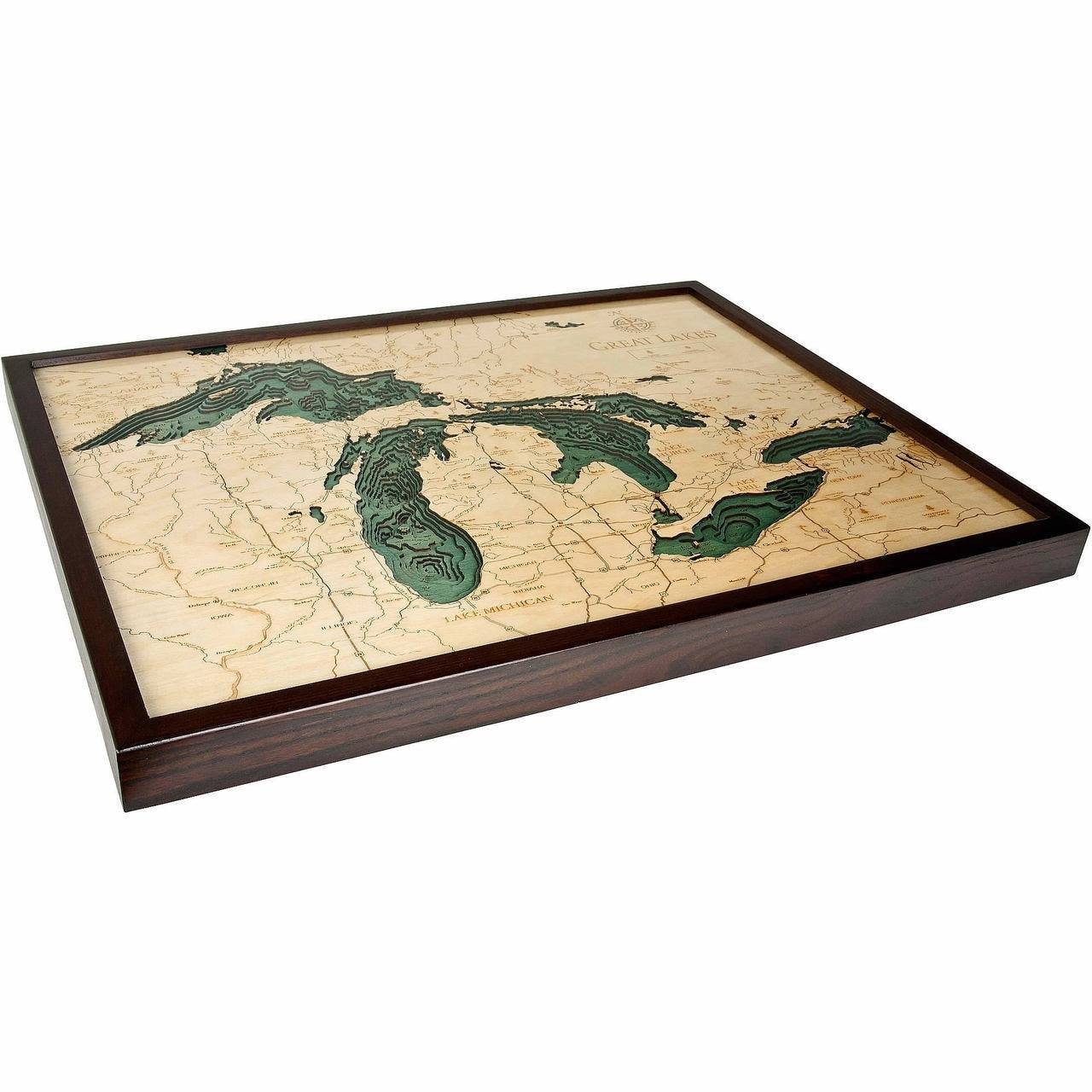 Great Lakes - Large by 3D Nautical Wood Maps