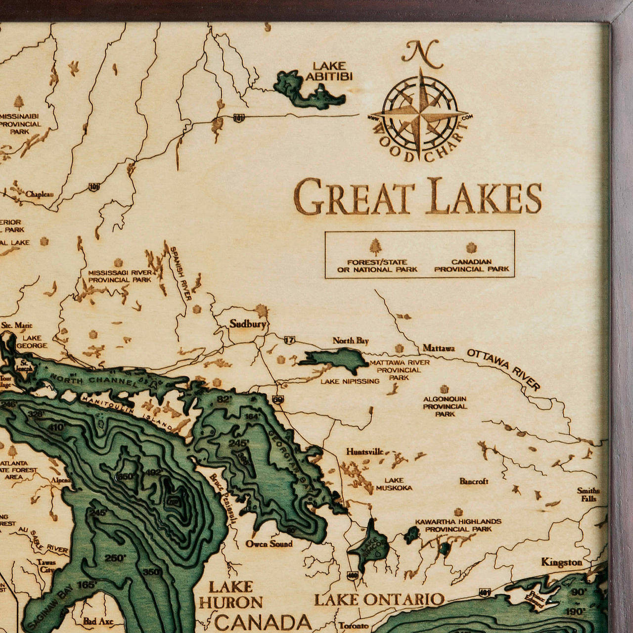 Great Lakes Small - Nautical Wood Maps - 3D Wall Decor