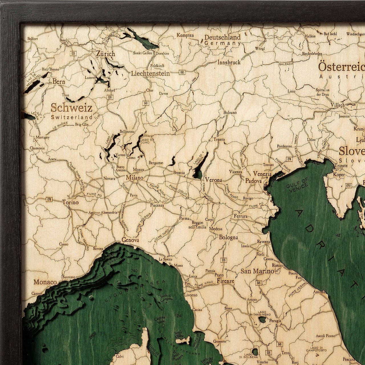 Italy by 3D Nautical Wood Maps