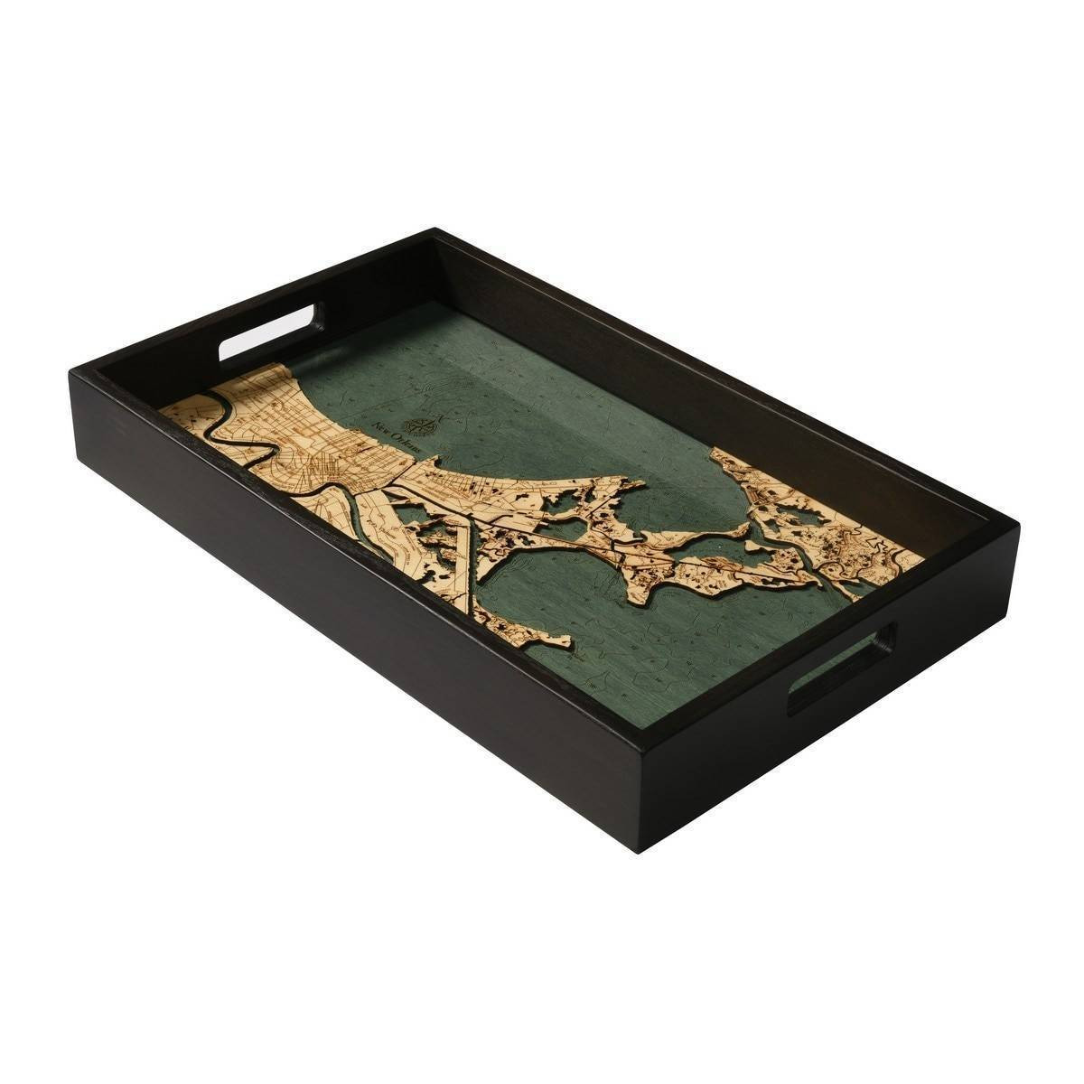 New Orleans - Nautical Wood Maps - Serving Tray