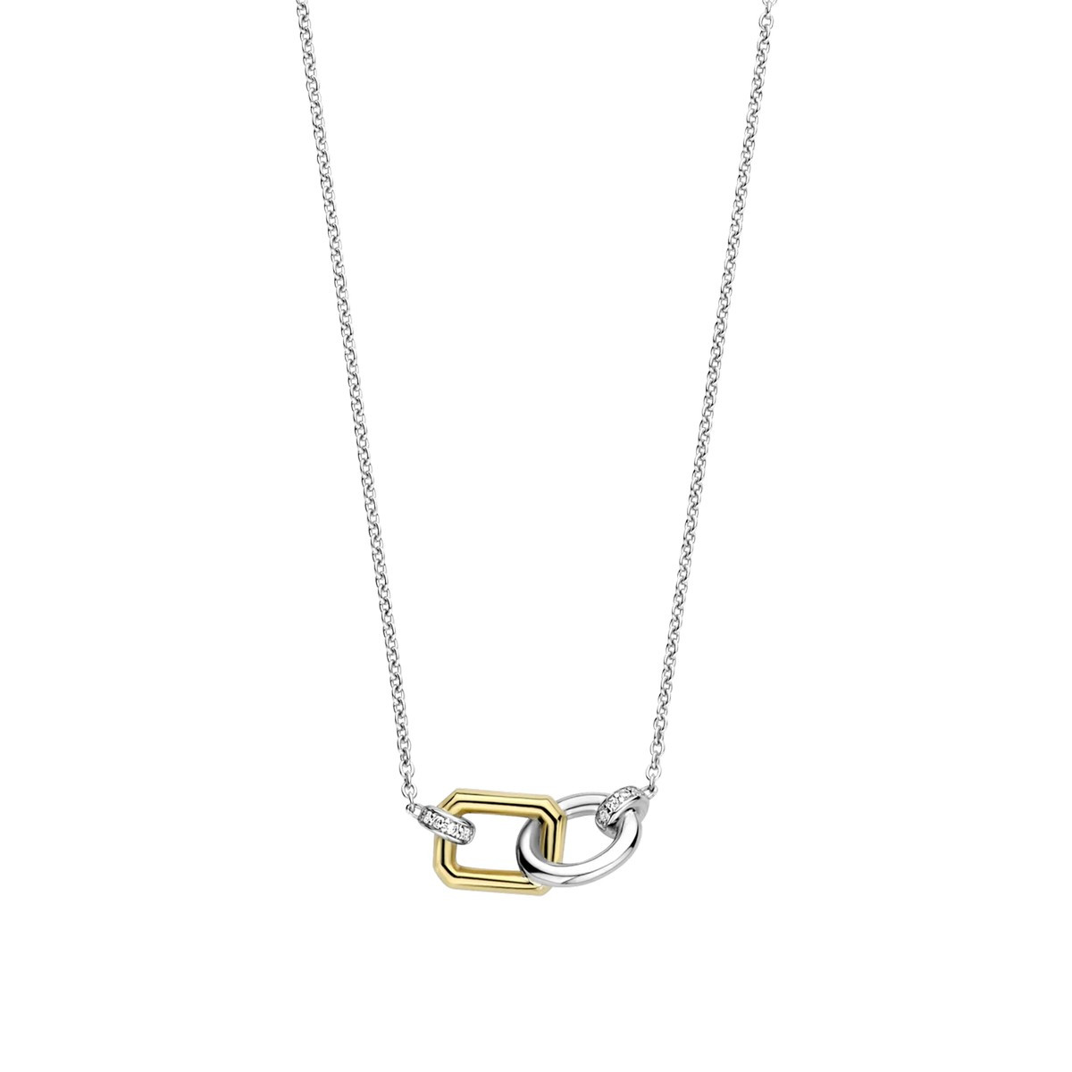 Two Tone Interlocking Cable Chain Necklace by Ti Sento | Giving Tree ...