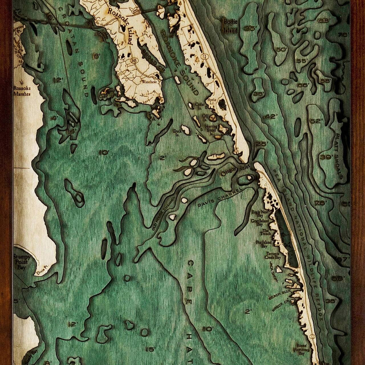 Outer Banks - Nautical Wood Maps - 3D Wall Decor