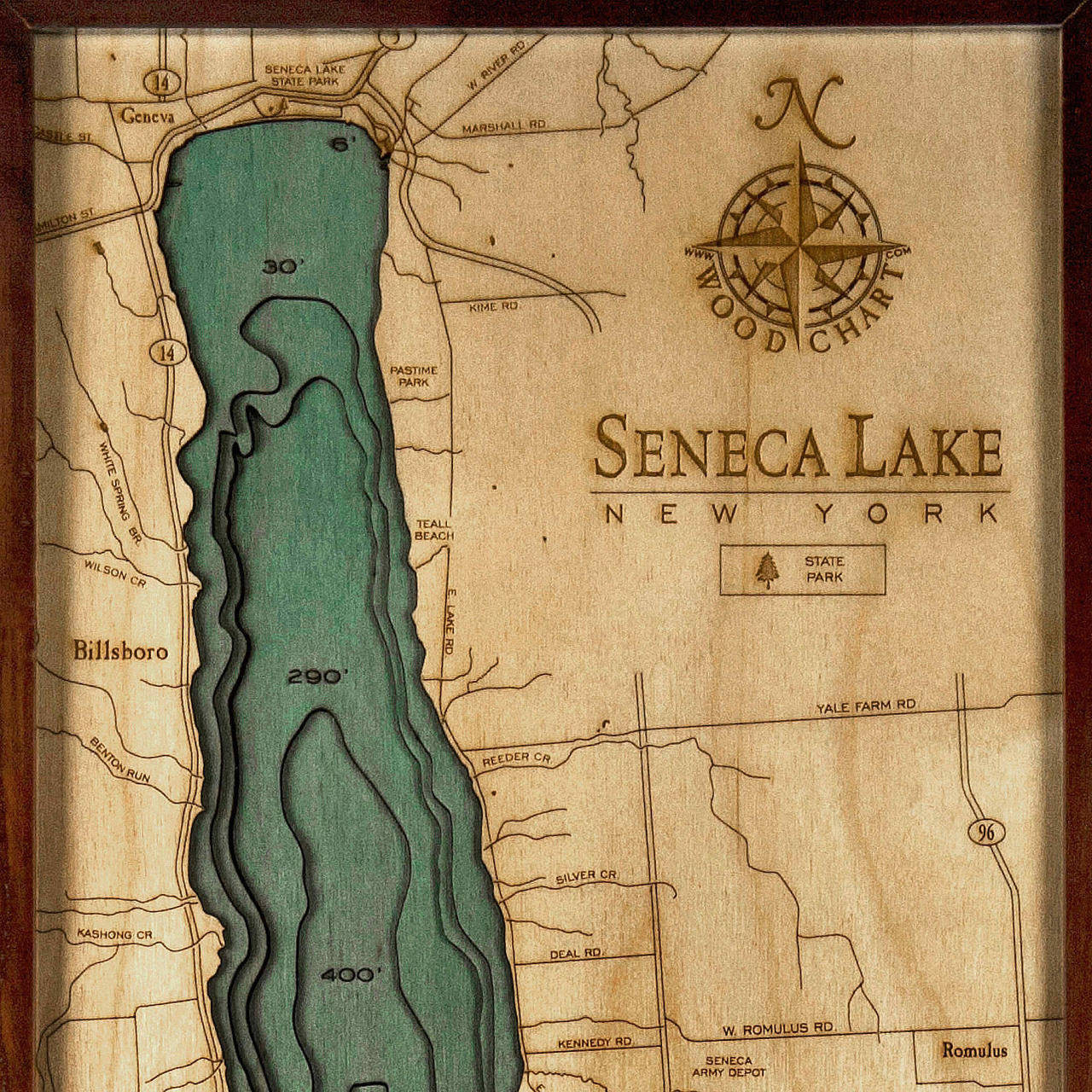 Seneca Lake, New York by 3D Nautical Wood Maps