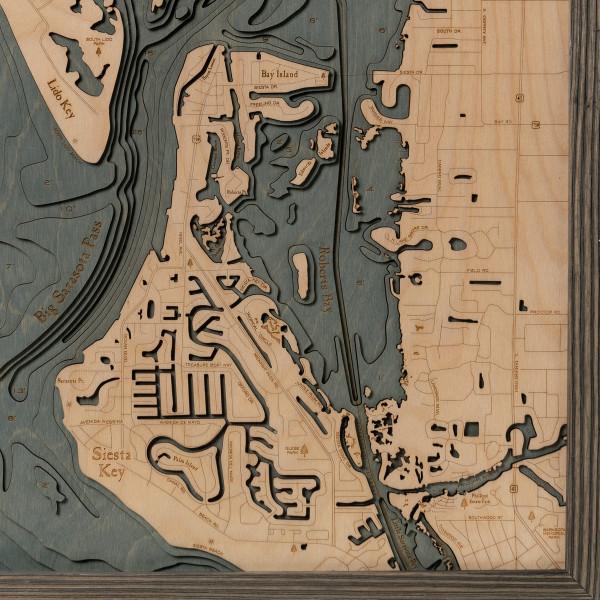Lido Key and Siesta Key, Florida by 3D Nautical Wood Maps